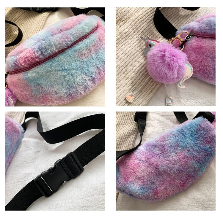 Rainbow Fanny Pack – Cute & Aesthetic Soft Plush Fanny Pack with ...
