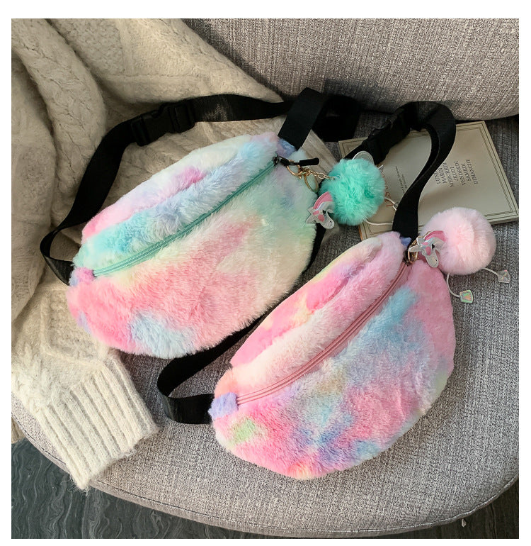 Rainbow Fanny Pack – Cute & Aesthetic Soft Plush Fanny Pack with ...