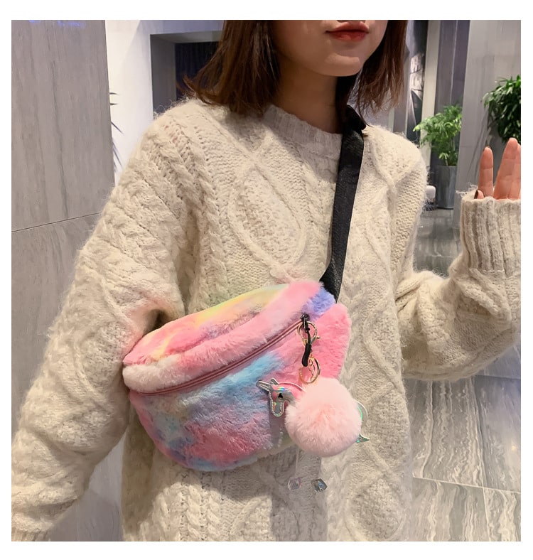 Rainbow Fanny Pack – Cute & Aesthetic Soft Plush Fanny Pack with ...