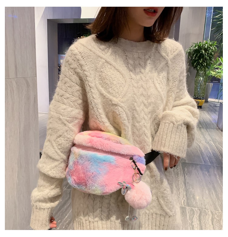 Rainbow Fanny Pack – Cute & Aesthetic Soft Plush Fanny Pack with ...